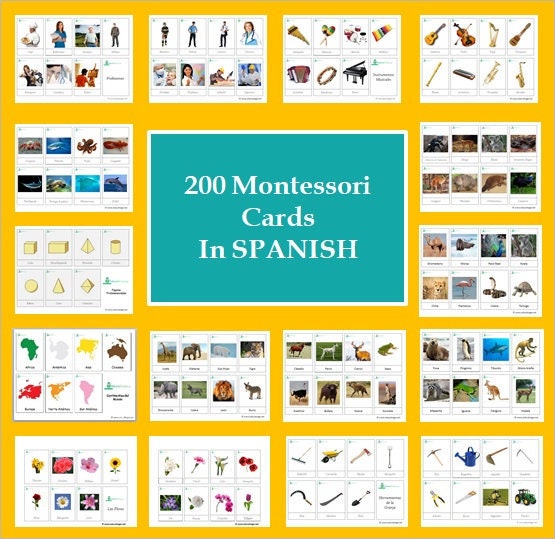 200 SPANISH Montessori Cards Bundle - Etsy