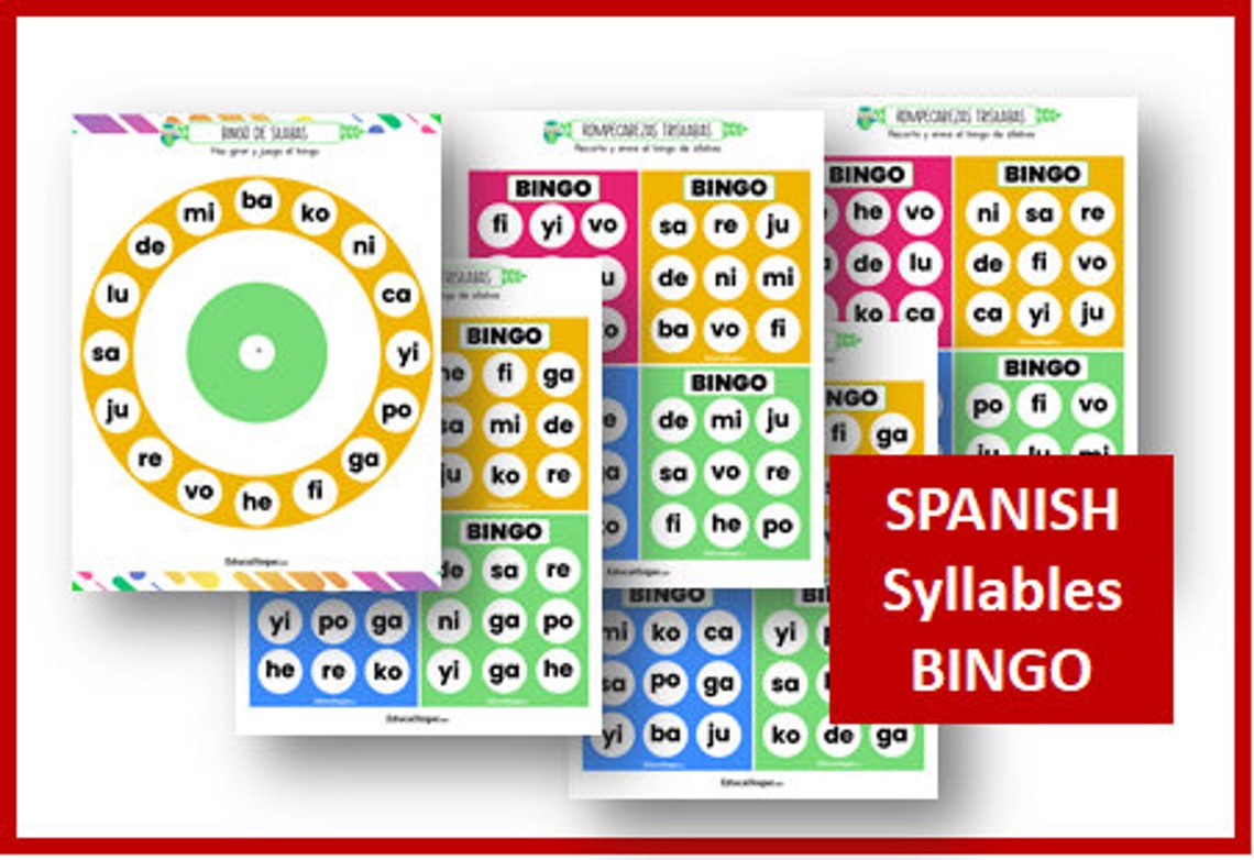 SPANISH Syllables BINGO sílabas - Etsy