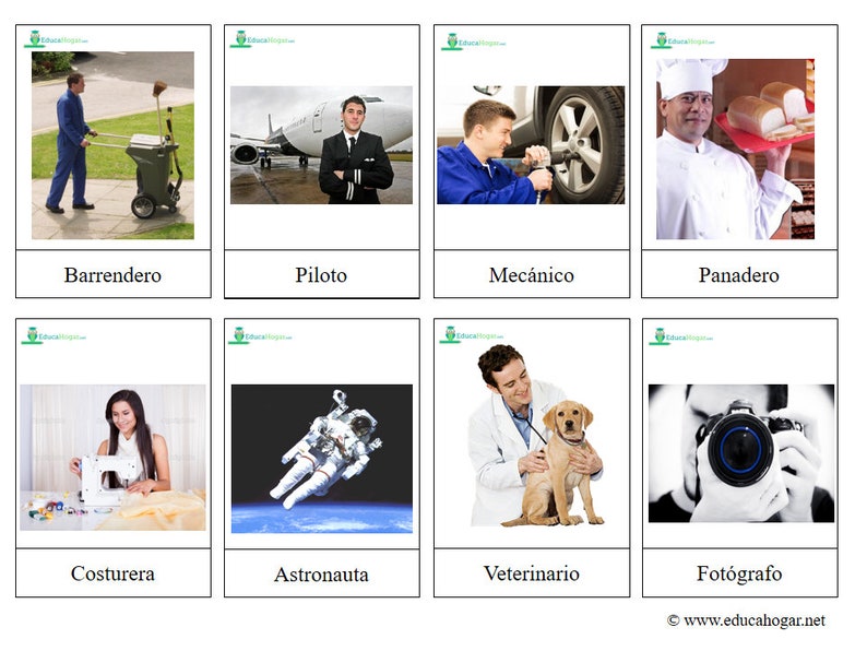 Professions - 24 SPANISH Montessori Cards - Etsy