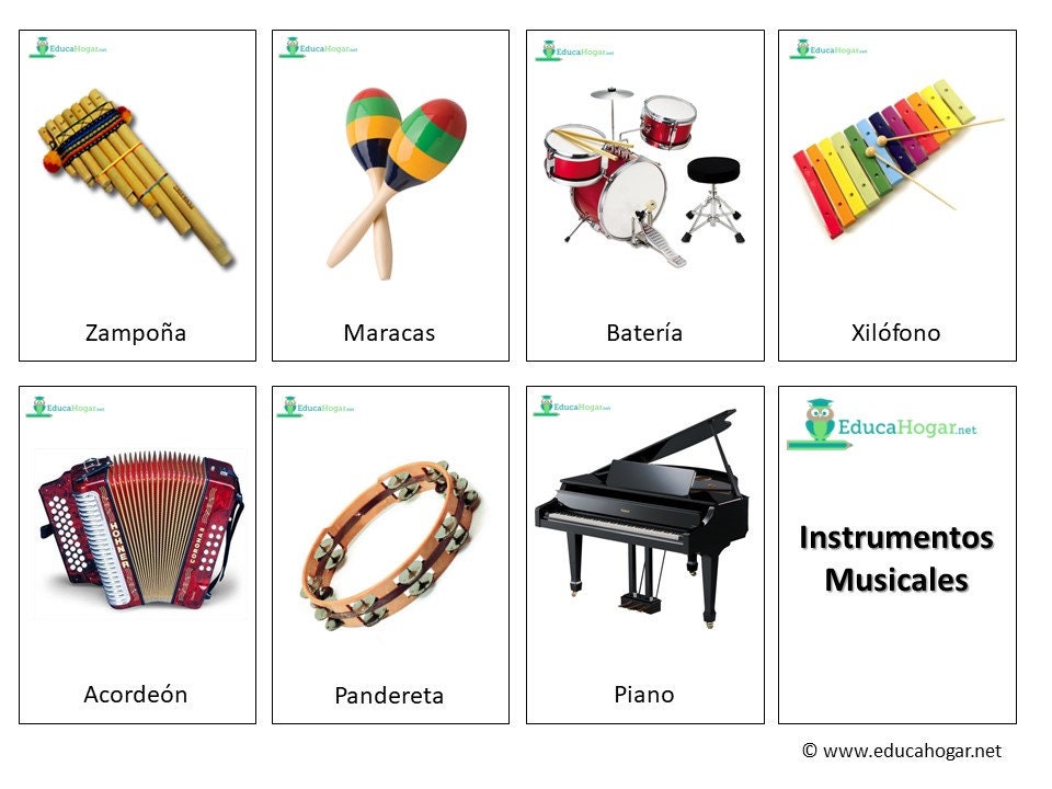 Instrumentos Musicales - Tarjetas de Tres Partes Montessori - Etsy México