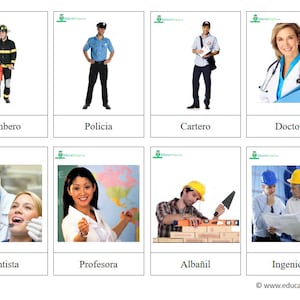Professions - 24 SPANISH Montessori Cards - Etsy