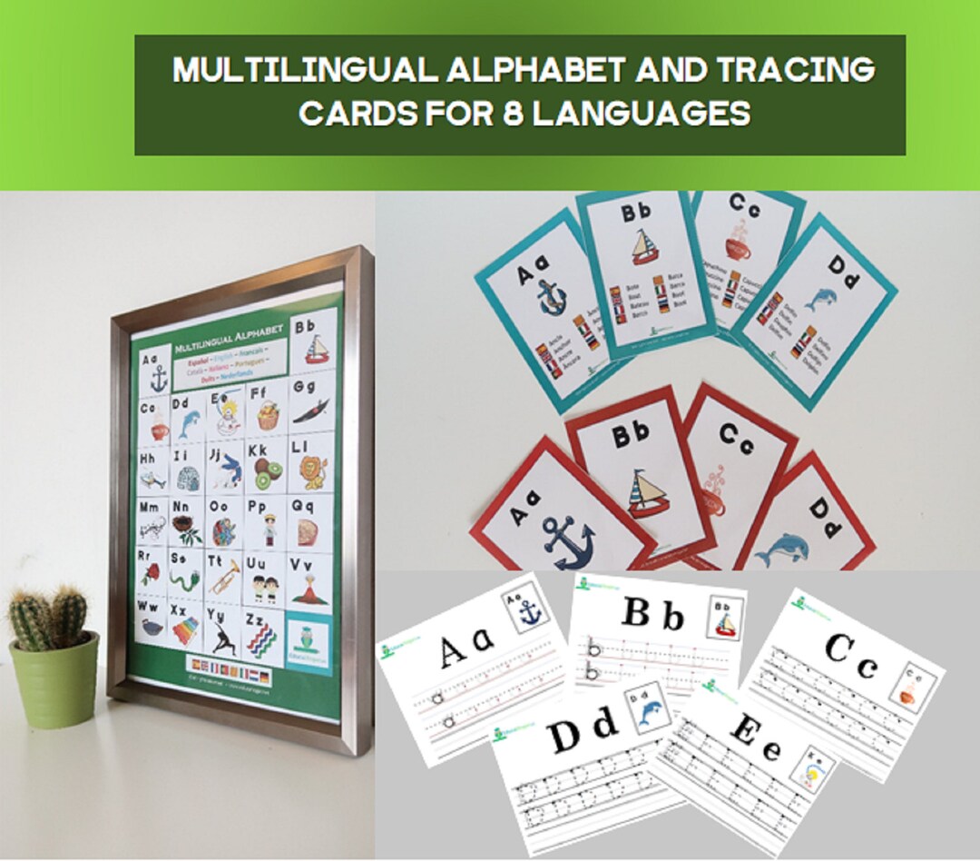 Multilingual Alphabet: Poster, Flashcards and Tracing Cards - Etsy