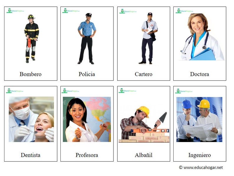 Professions - 24 SPANISH Montessori Cards - Etsy