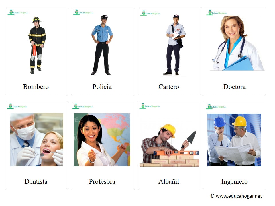 Professions - 24 SPANISH Montessori Cards - Etsy