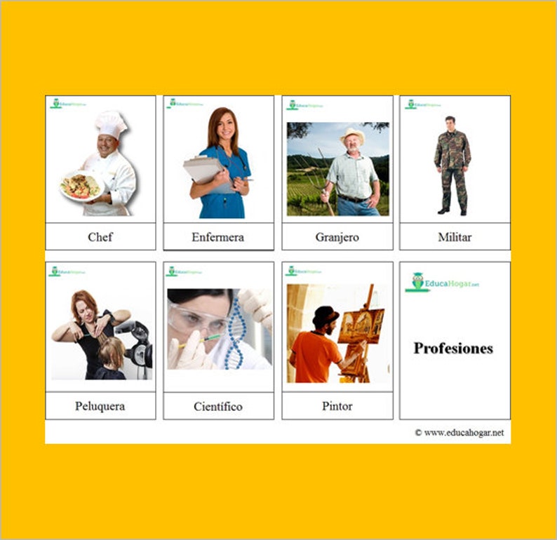 Professions - 24 SPANISH Montessori Cards - Etsy