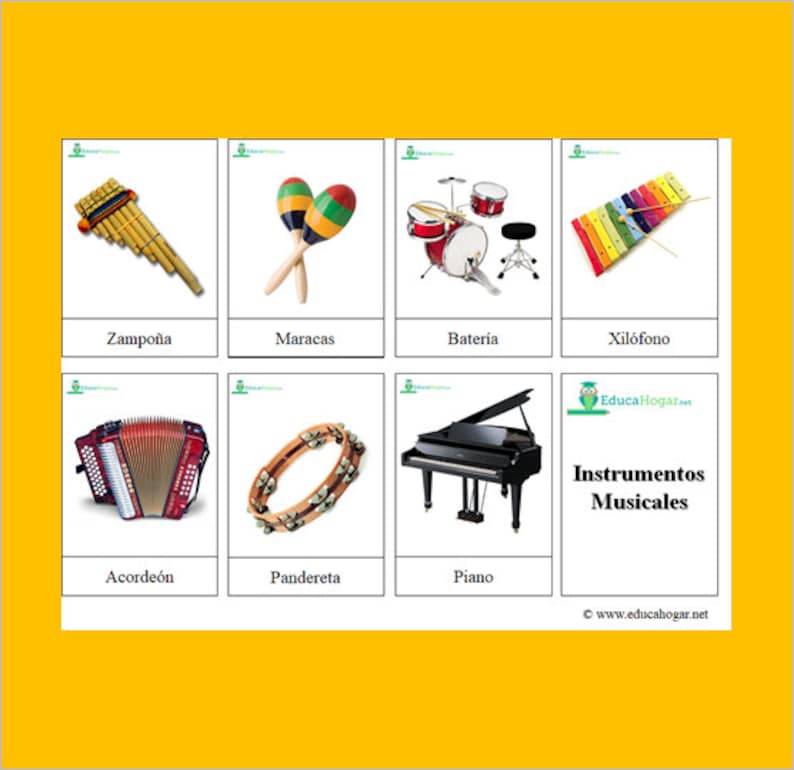 Instrumentos Musicales - Tarjetas de Tres Partes Montessori - Etsy México