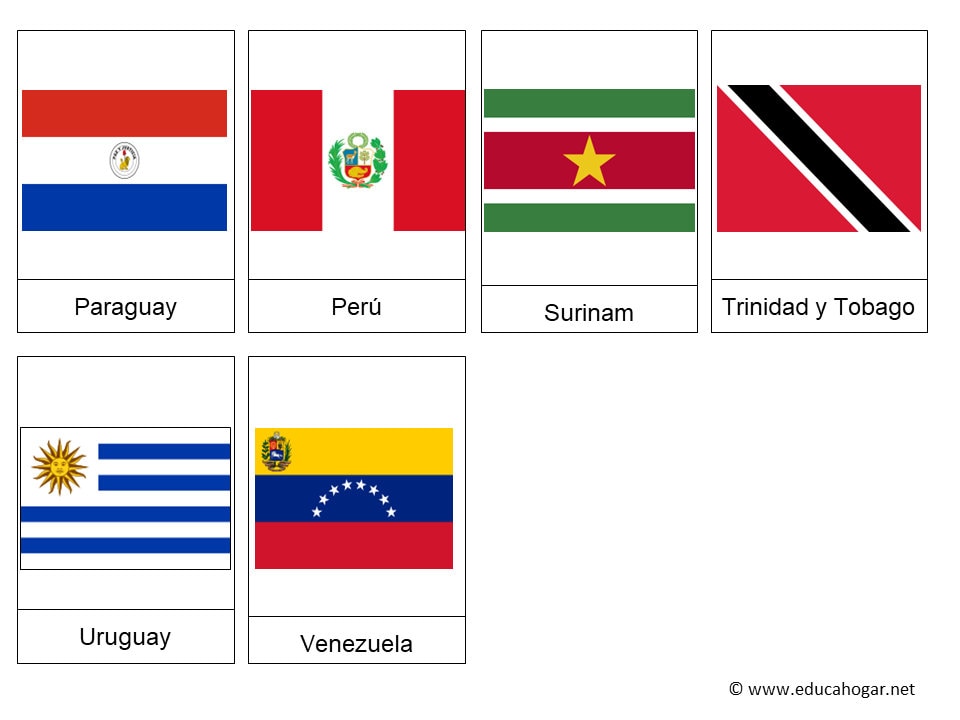 SPANISH Montessori Cards: Flags of South America - Etsy