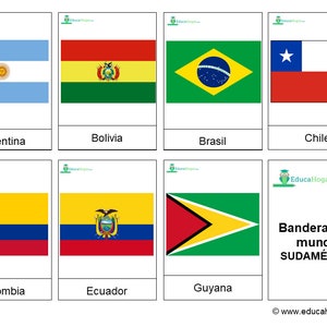 SPANISH Montessori Cards: Flags of South America - Etsy