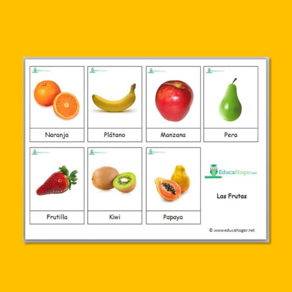 Frutas 2' tarjetas de 3 partes Montessori | Etsy