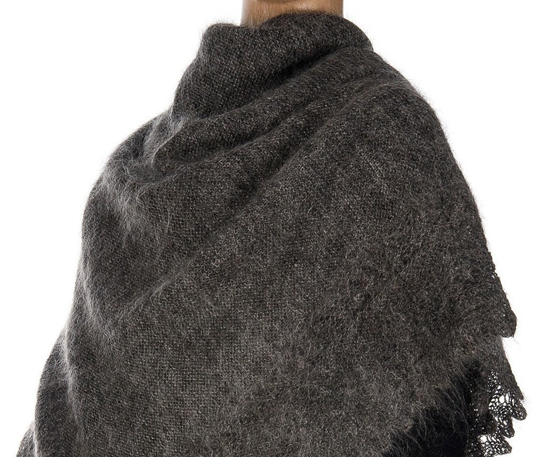 NATARAL GRAY GOAT Down Shawl Big Shawl Gray Shawl Blanket - Etsy