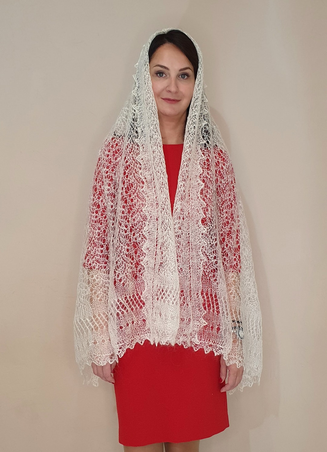 Orenburg White Shawl, Fluffy Shawl, Goat Down, Shawl, Handmade, Natural ...