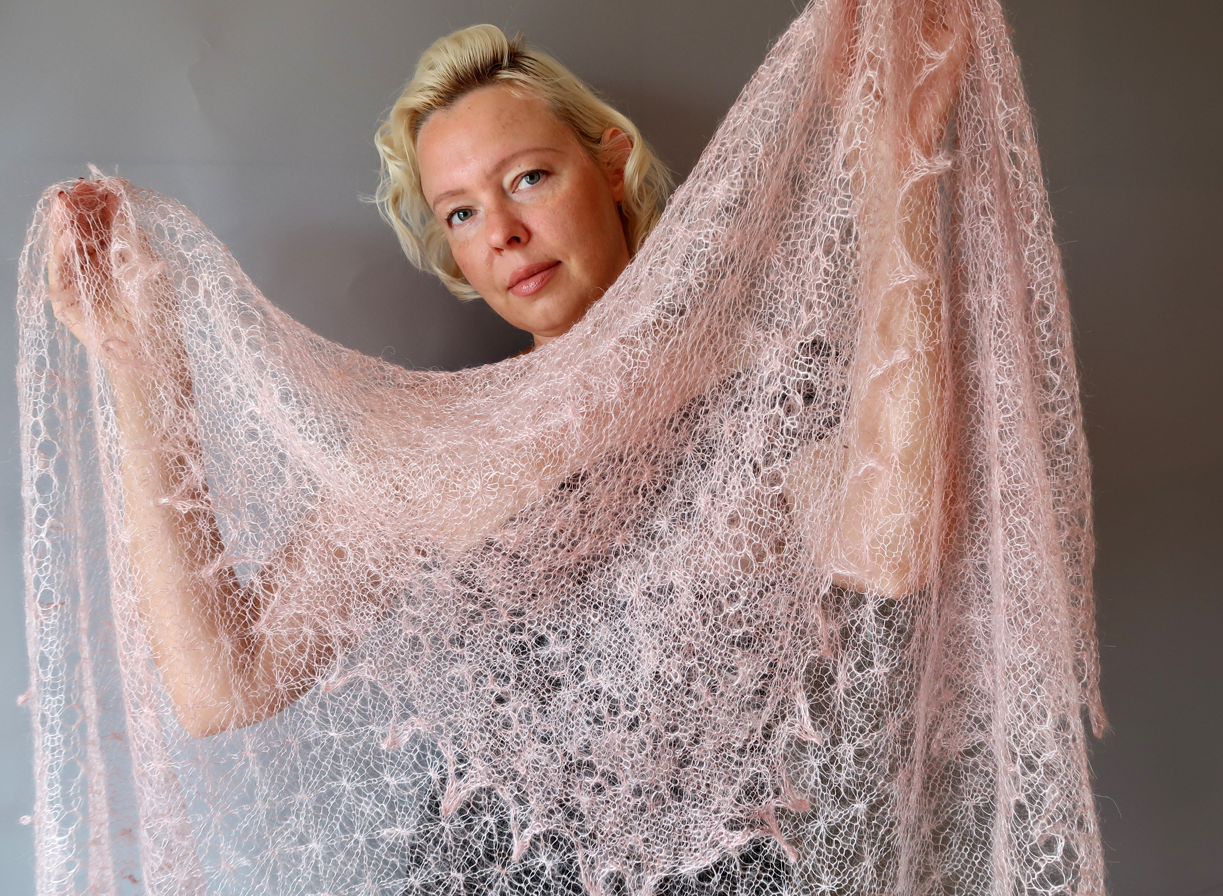 Orenburg Shawl Ash Rose Shawl Wharm Shawlwrap Cape Goat - Etsy