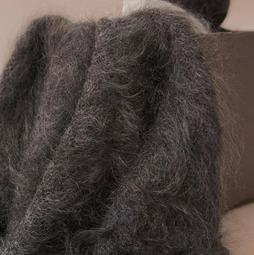 Handmade Fluffy Angora Goat Down Shawl, Gray Orenburg Style Wrap - Etsy