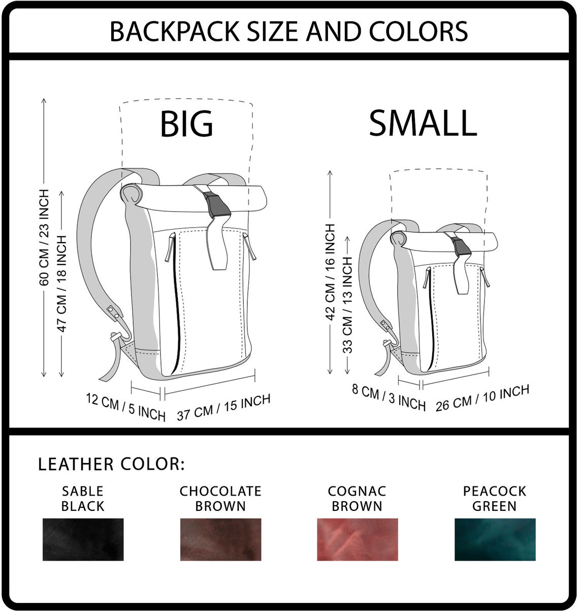 Leather Backpack Man TWILL LINING ' Roll Top Backpack Men - Etsy