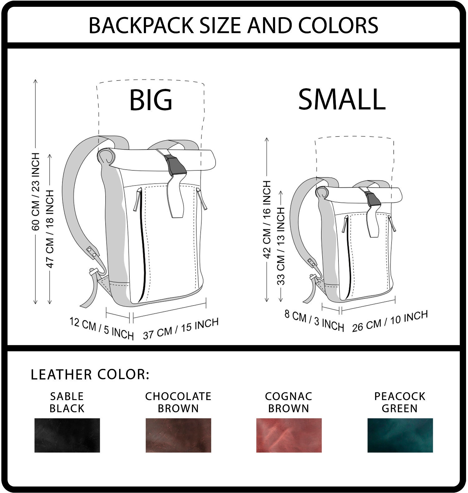 Handmade Custom LEATHER BACKPACK MEN Roll Top ' Designer Backpack Women ...