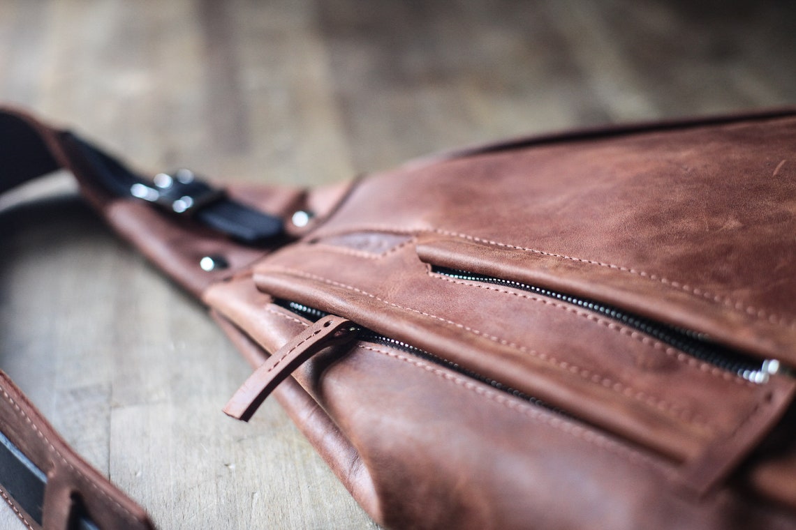 Leather Cross Body Bag College Student Gift Leather Sling - Etsy