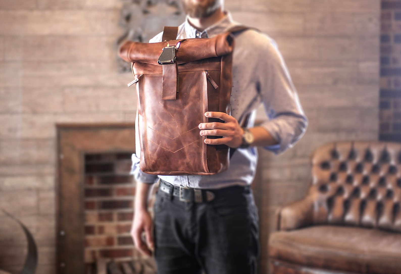 17 Inch Leather Backpack Men 17 Inch Laptop Backpack - Etsy Canada