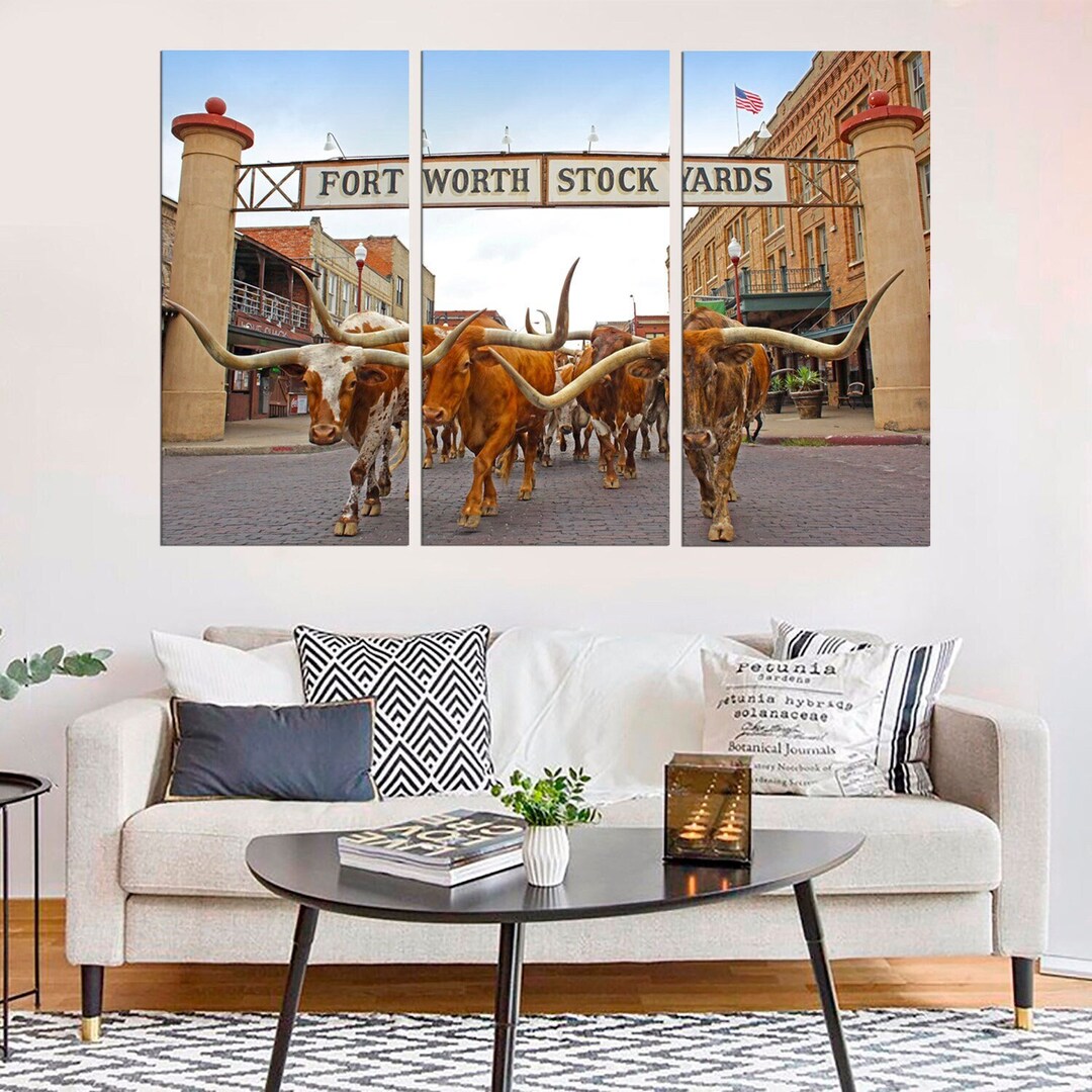 Fort Worth Herd Large Wall Art, Texas Framed Prints, Longhorn Cattle ...