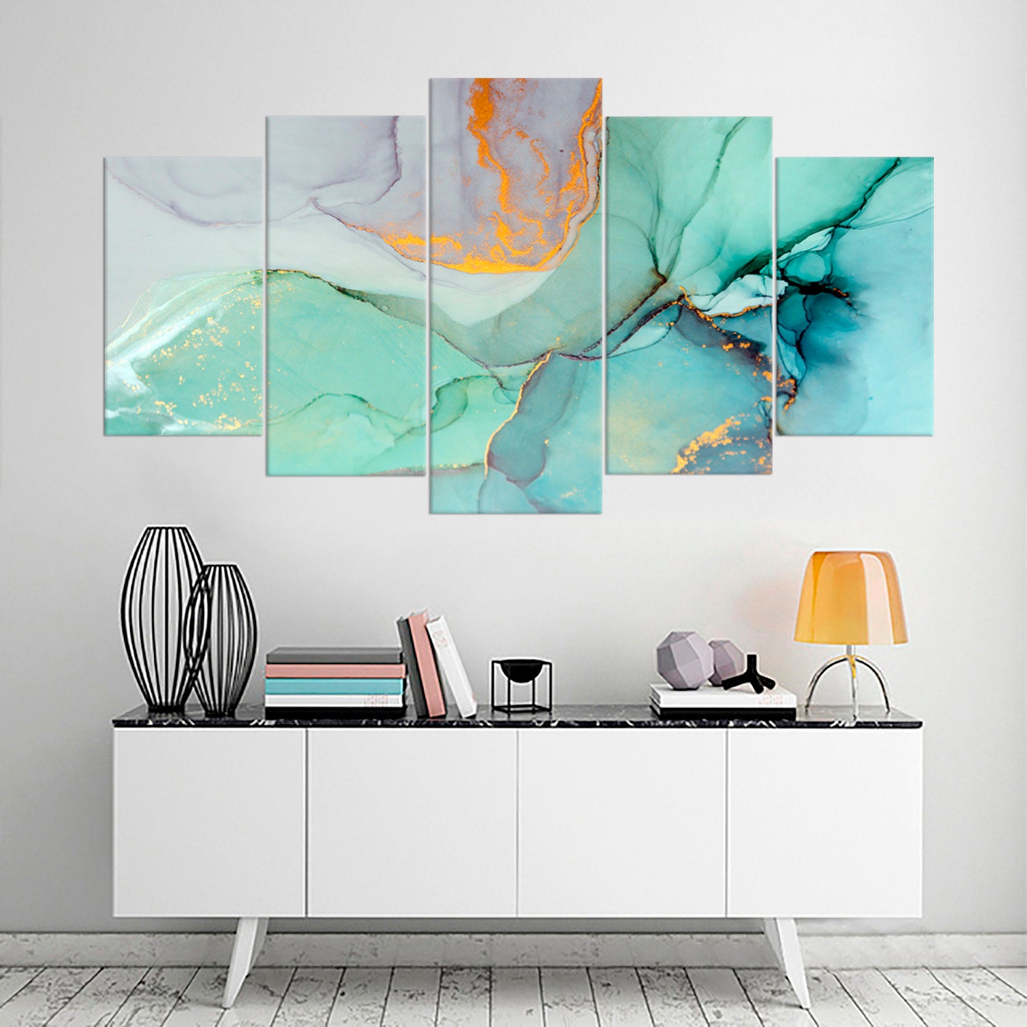 Marble Ink Painted Golden Canvas Gilded Marble Canvas Marble | Etsy