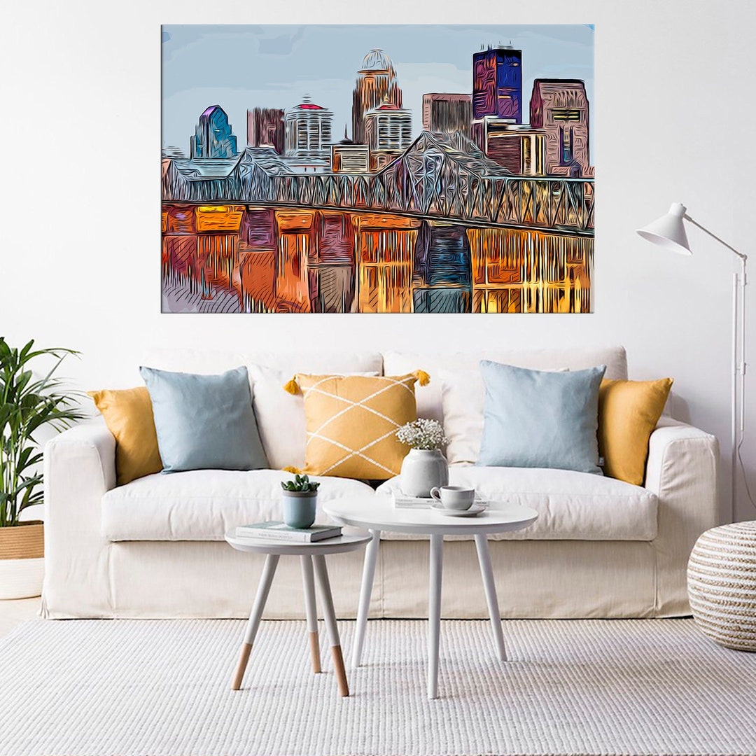 Louisville Kentucky Large Canvas Print, Wall Art Decor, Drawing ...