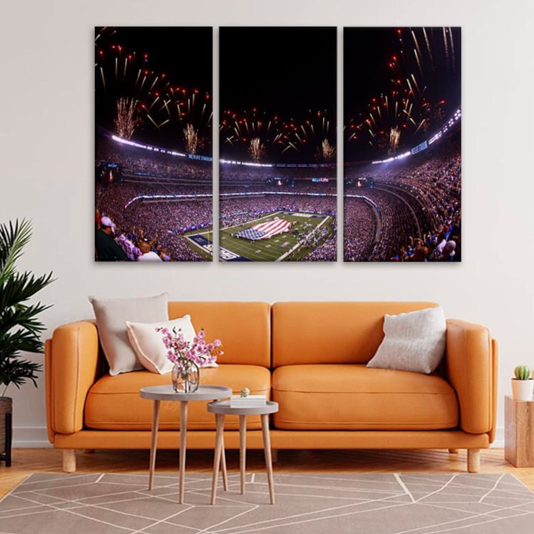 Metlife Stadium Fireworks Large Wall Art, Print on Canvas, New York Art ...