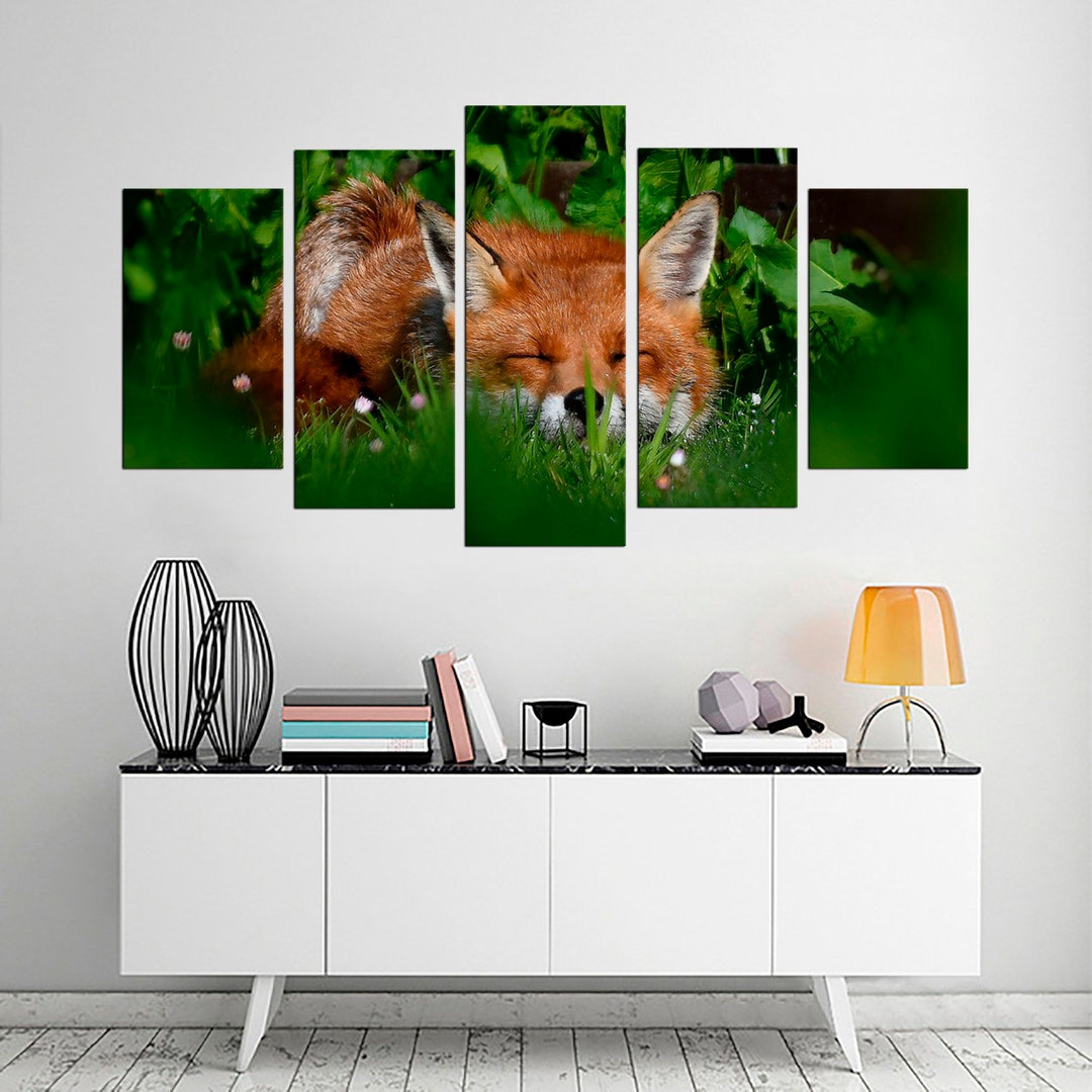 Decoração de parede com raposa dormindo, pôster para decoração de casa ...