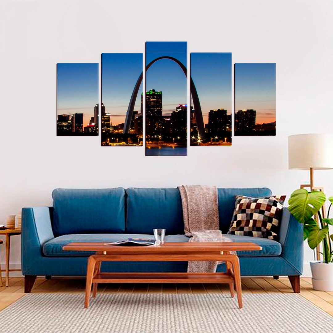 St. Louis Skyline Art Print Canvas, City Missouri Wall Home Decor ...