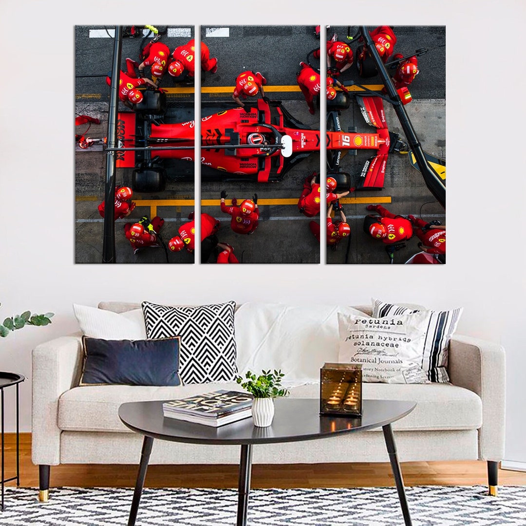 Red F1 Racing Car Print on Canvas - Ferrari SF Super Car Wall Art ...