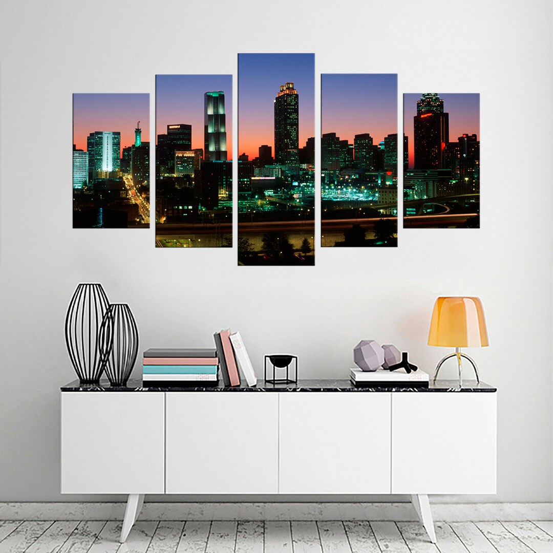 Atlanta Skyline, Large Art Canvas Print, Beautiful Light Buildings ...