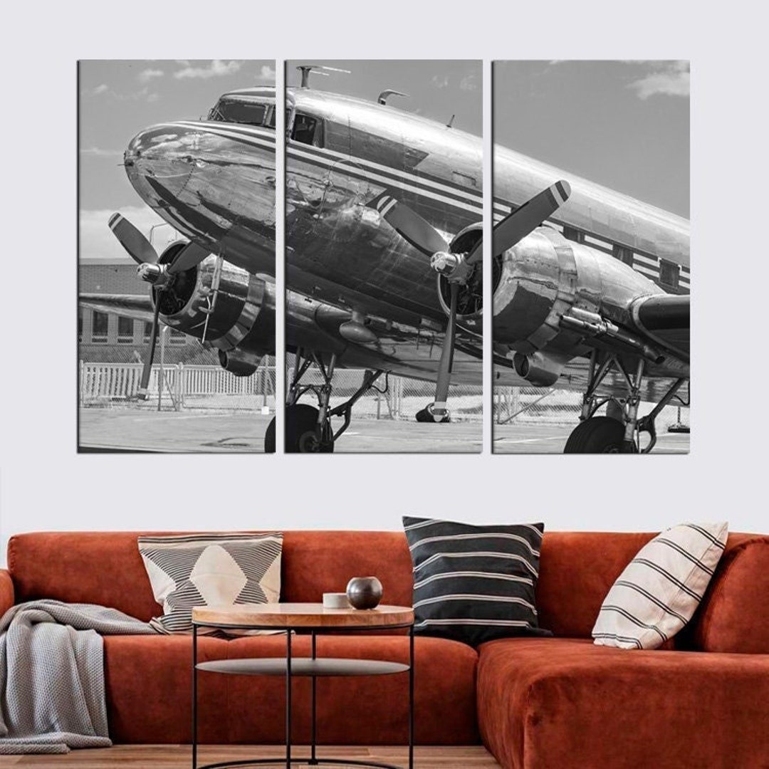 Vintage Aircraft Large Wall Art Plane Engine Print on Canvas Douglas ...