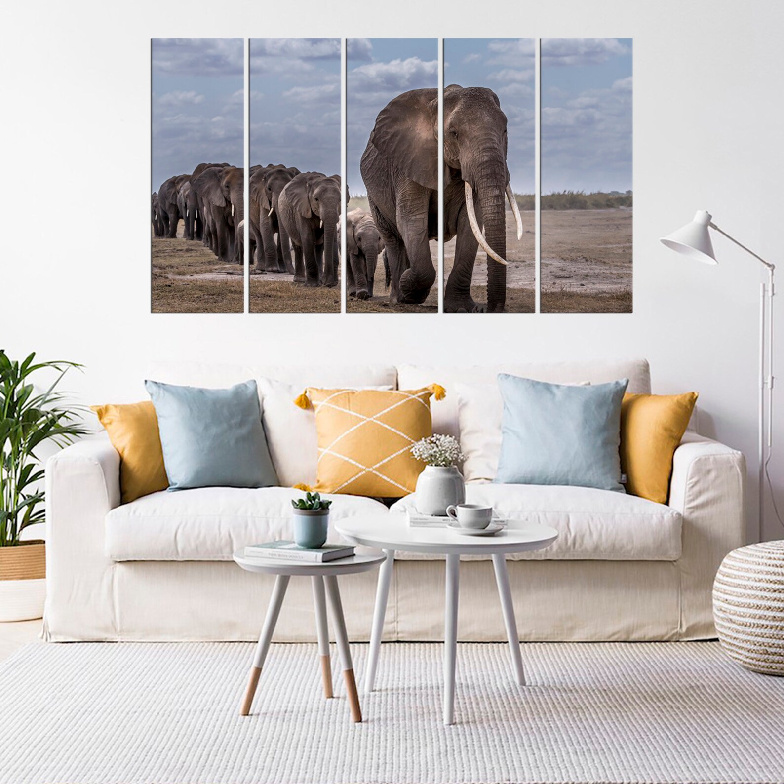 Big Elephants Framed Wall Art, African Elephant Cool Canvas Print, Wild ...