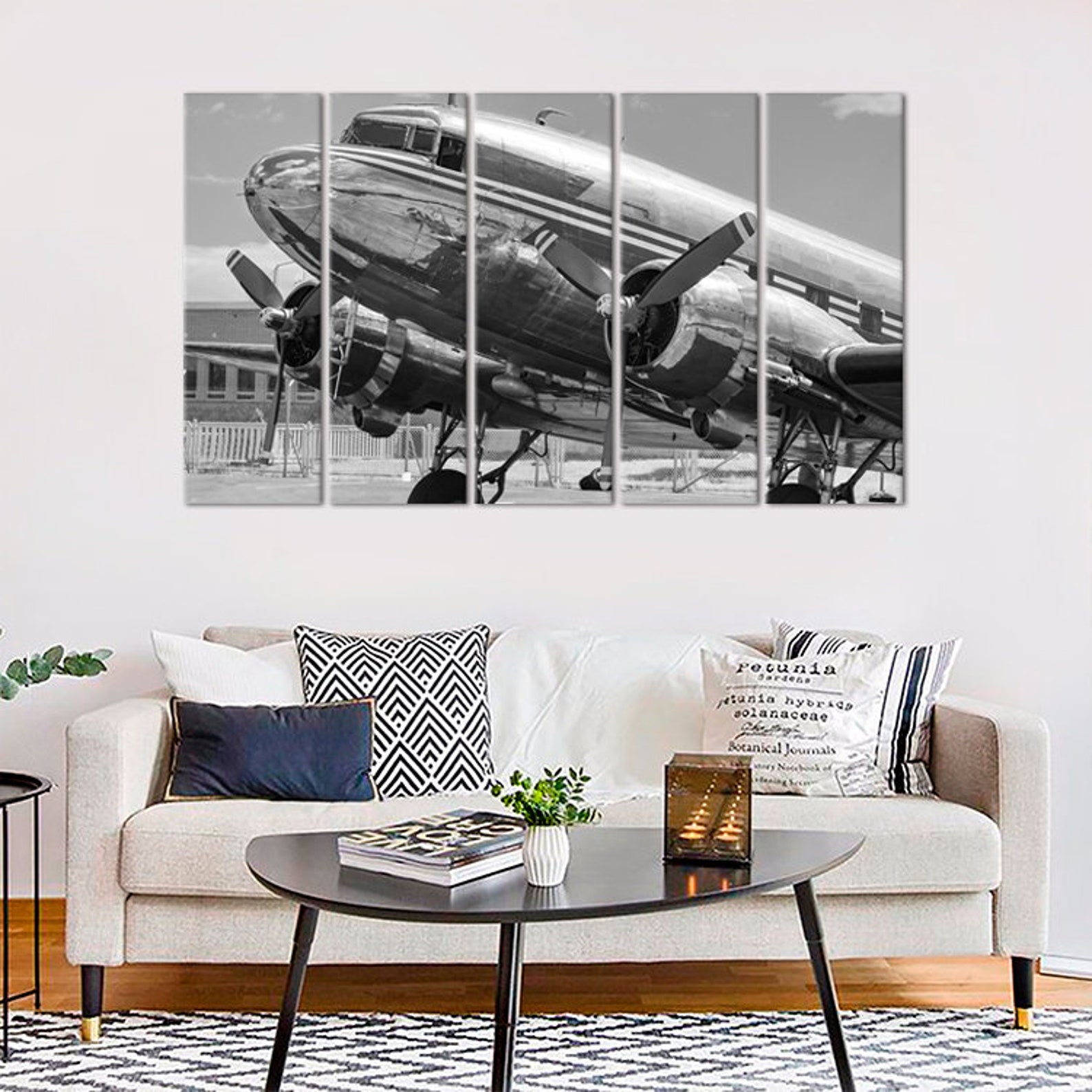 Vintage Aircraft Large Wall Art Plane Engine Print on Canvas Douglas ...