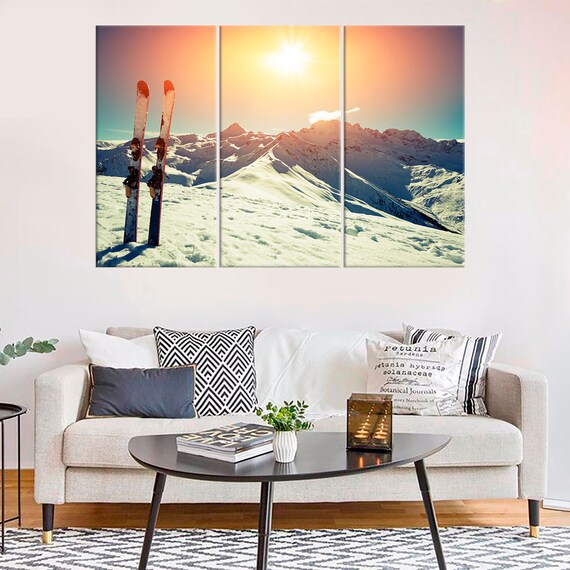 Skis in Snow Wall Decor Winter Sports for Home Decor Mountains | Etsy