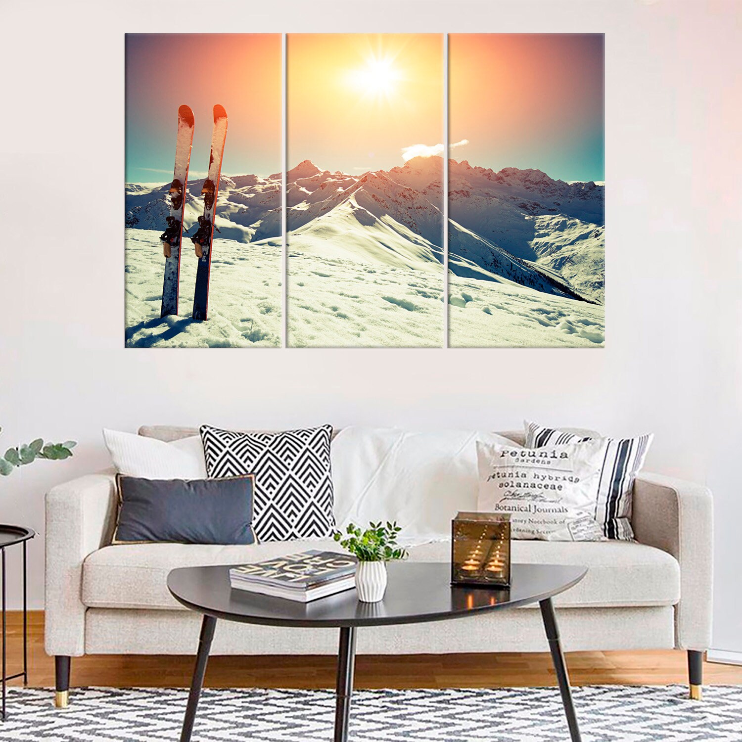 Skis in Snow Wall Decor Winter Sports for Home Decor Mountains | Etsy