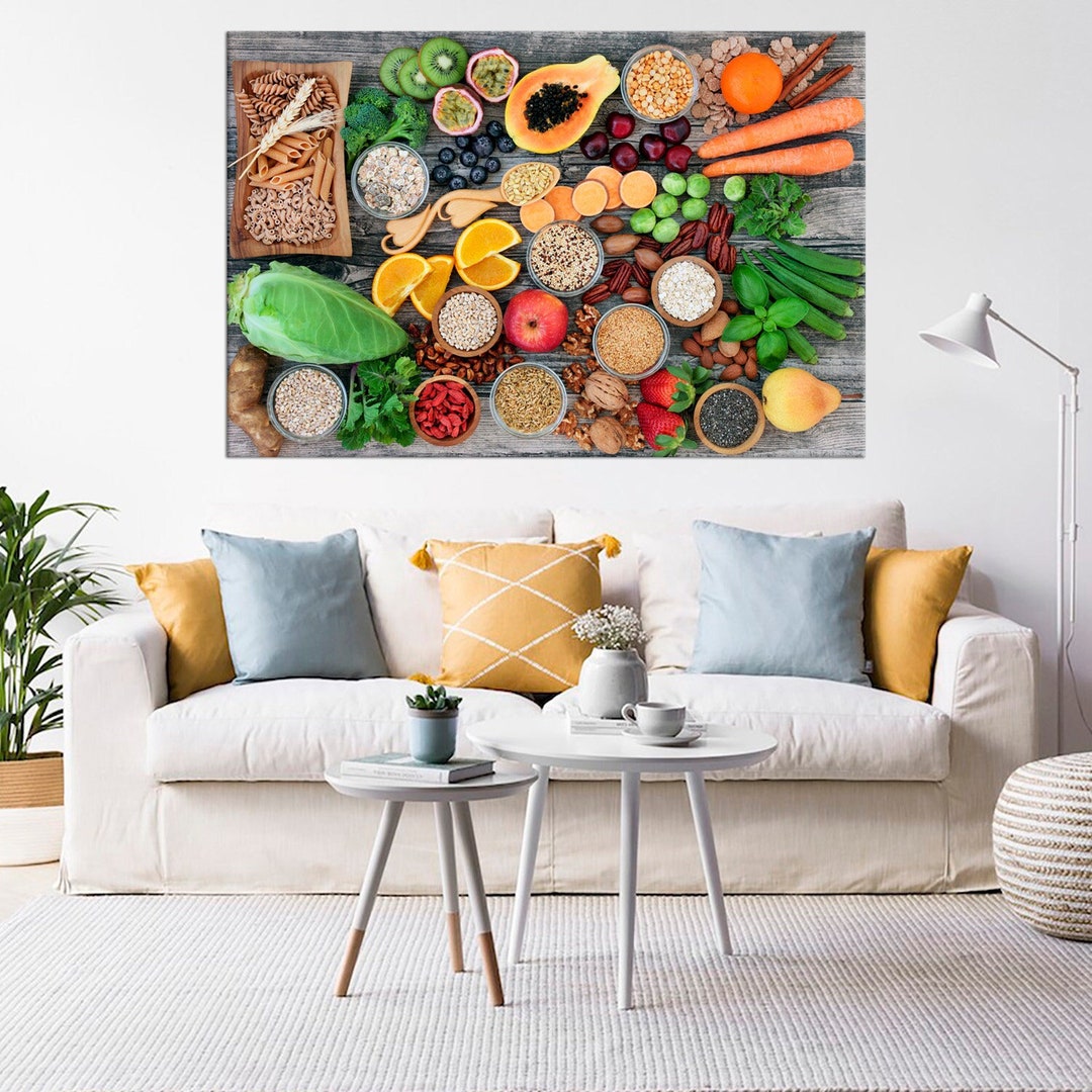 Healthy Foods Fruit Vegetables Canvas Print Health Food Wall Art Decor ...