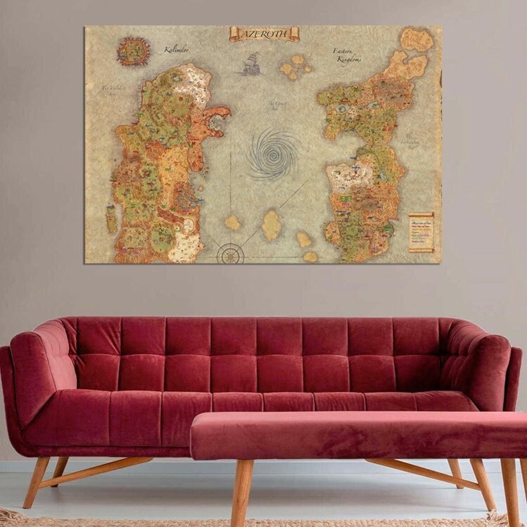 Wow Map Canvas Print Classic Map of Azeroth Detailed Map - Etsy