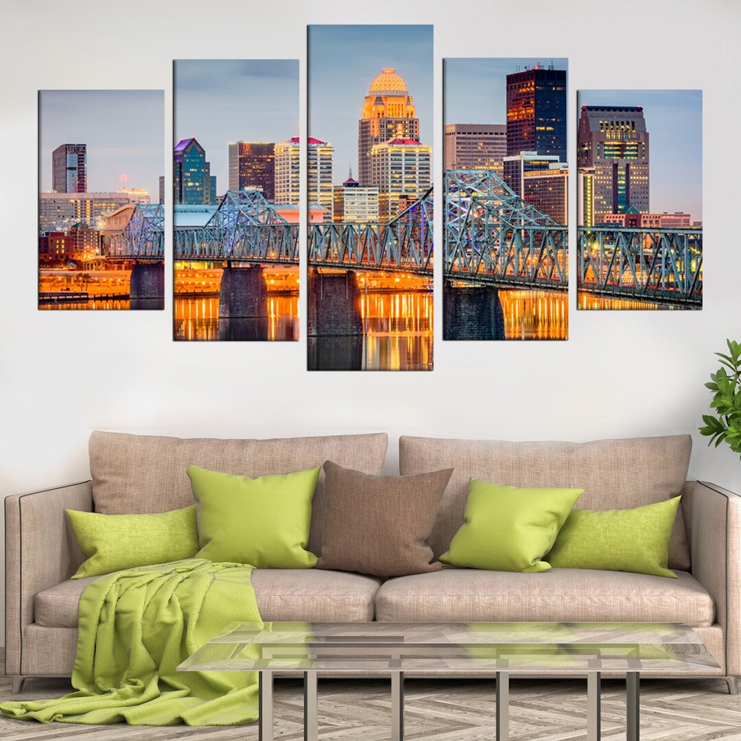 Louisville Kentucky Wall Art Decor - City Print on Canvas ...