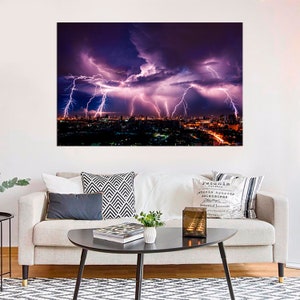 Lightning Wall Art Lightning Poster Nature Decor Sky Art Thunderstorm ...