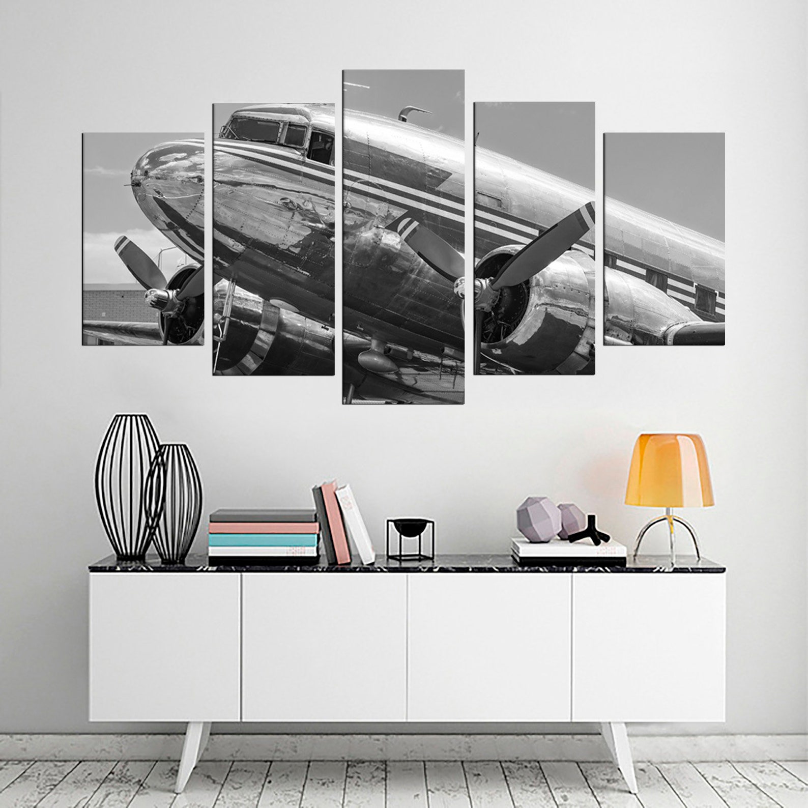 Vintage Aircraft Large Wall Art Plane Engine Print on Canvas Douglas ...