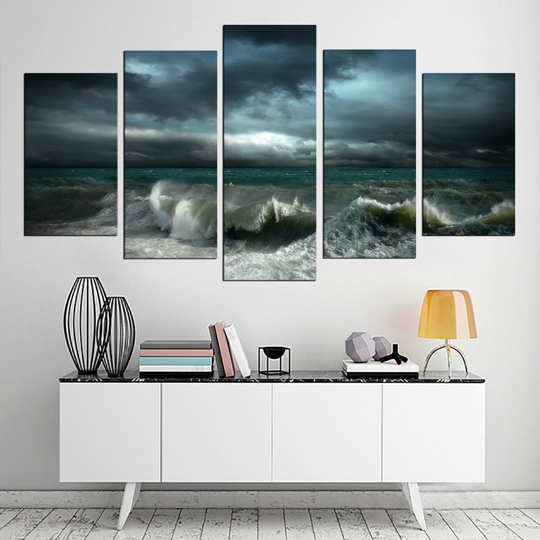 Storm Canvas Art Decor - Stormy Sea Scenery Print on Canvas - Multiple ...