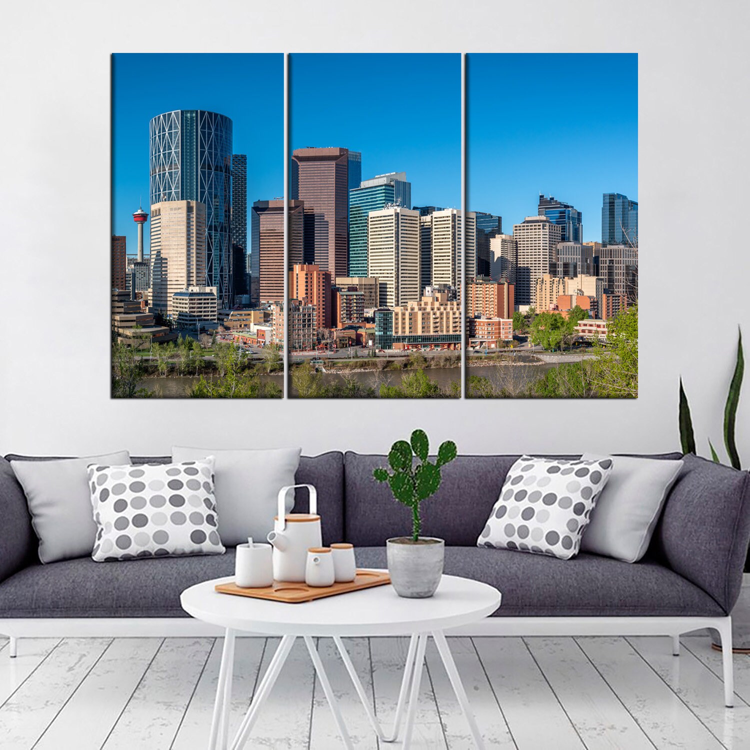Calgary Skyline Wall Art Decor Canadian City Print on Canvas - Etsy