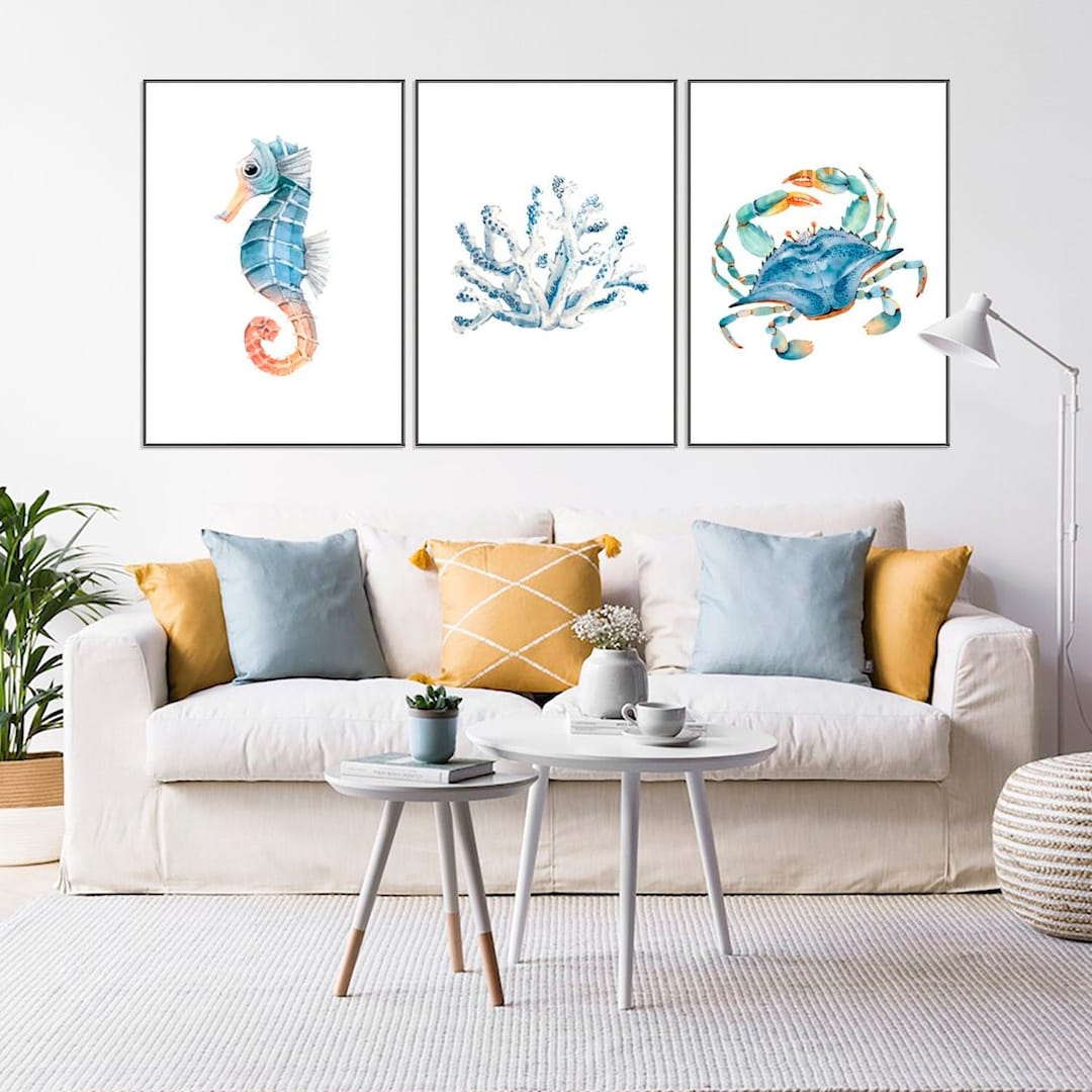 Nautical Nursery Decor - Sea Life Wall Art - Watercolor Under the Sea ...