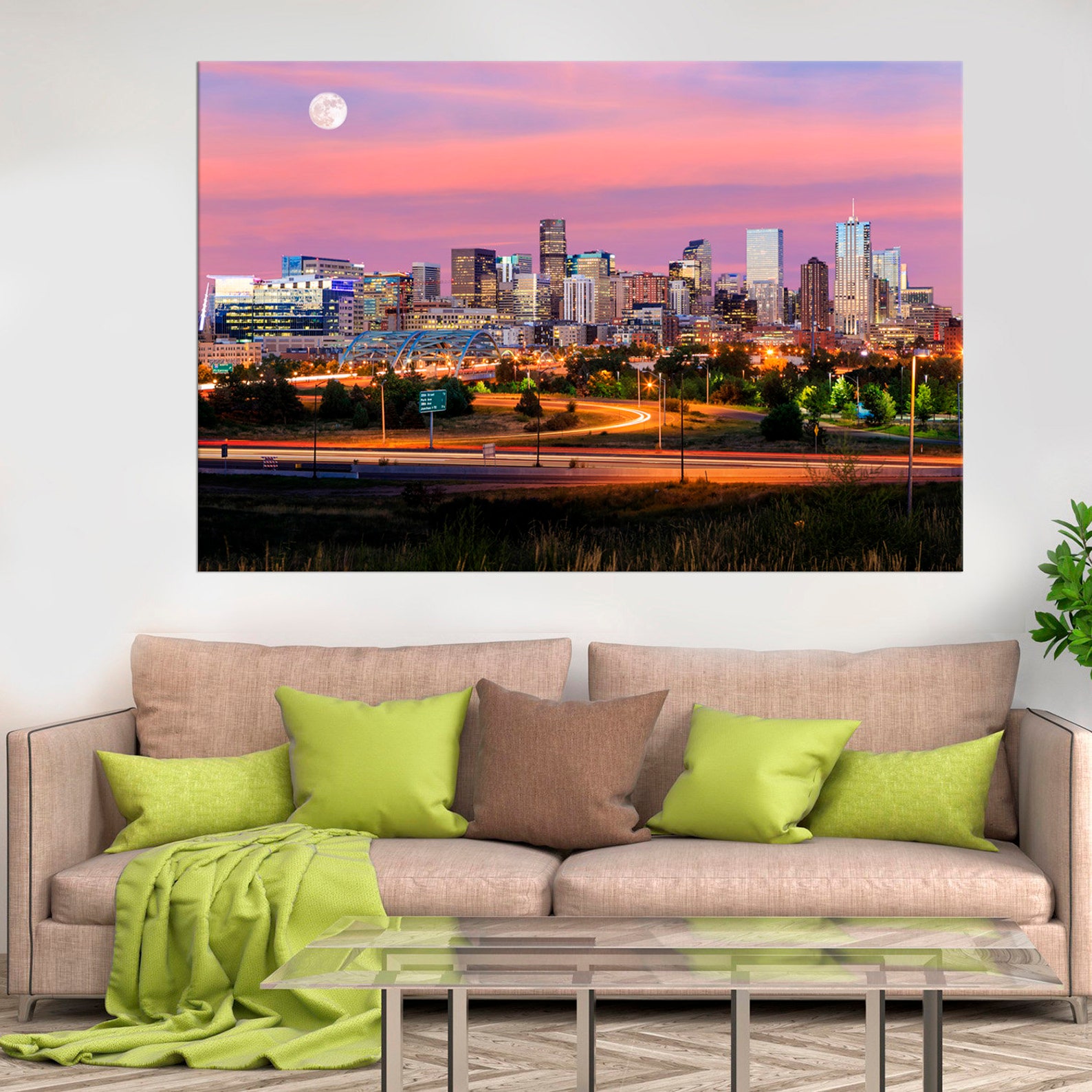 Denver Skyline Contemporary Canvas Print Set Denver Colorado | Etsy