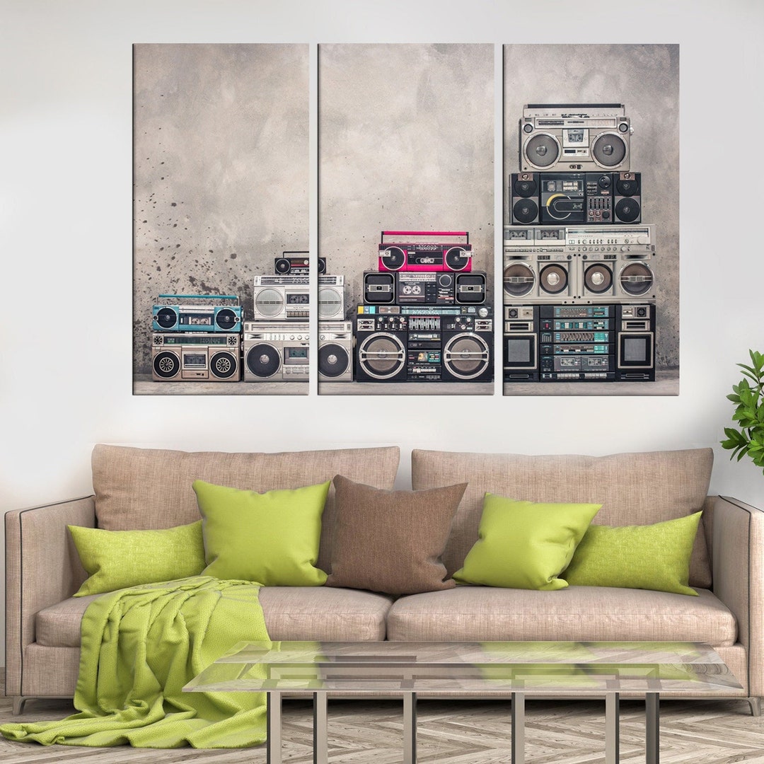 Stereo Boombox Wall Art - Old School Hip Hop - Large Canvas Print ...