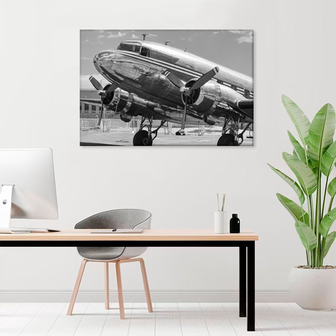 Vintage Aircraft Large Wall Art Plane Engine Print on Canvas Douglas ...