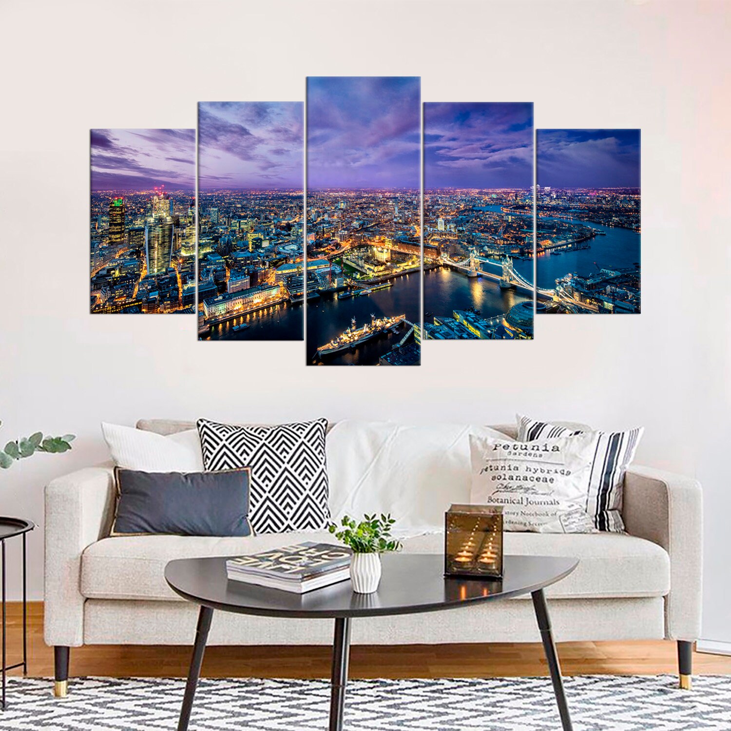 London Skyline at Night Cityscape Canvas Set Panoramic Picture | Etsy