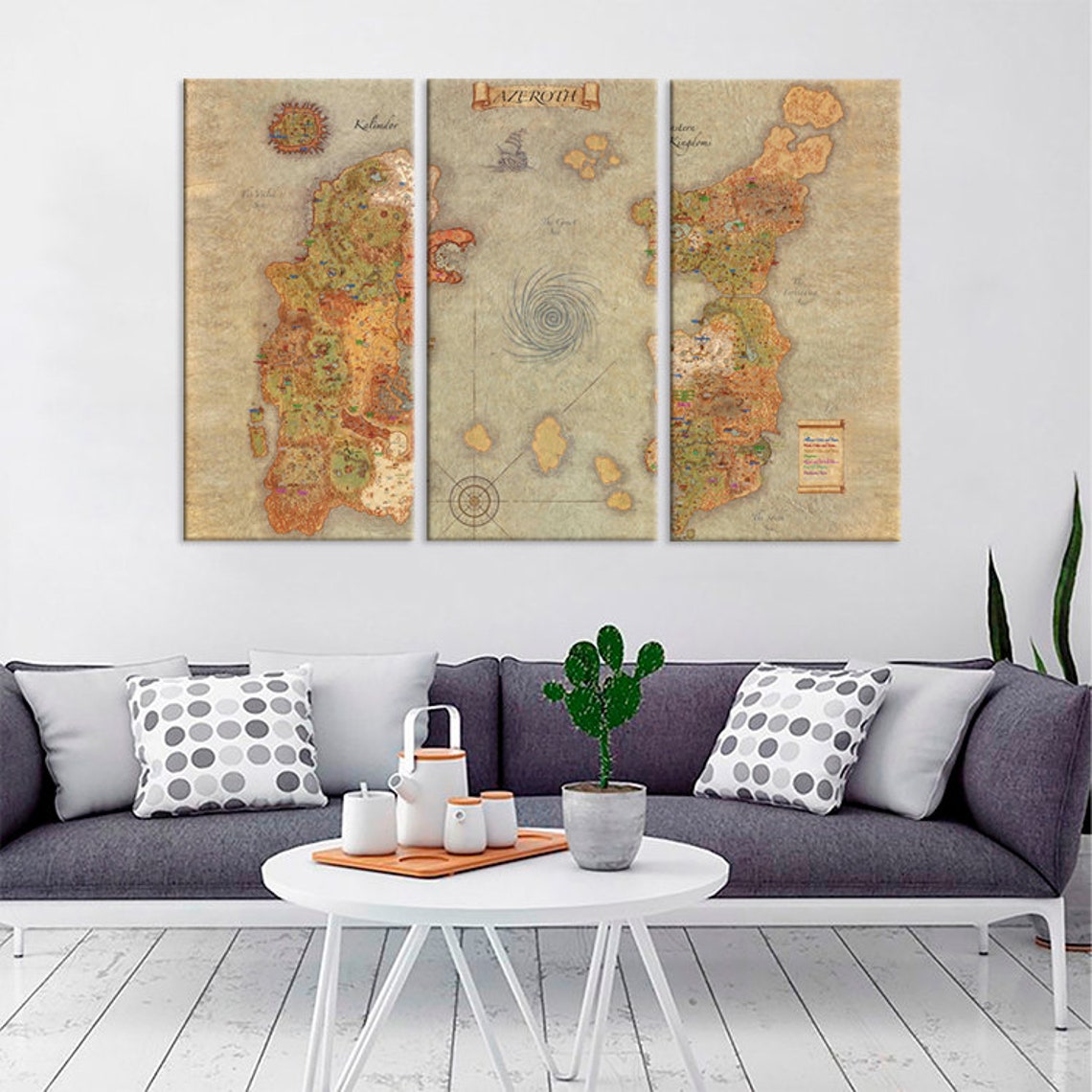Wow Map Canvas Print, Classic Map of Azeroth, Detailed Map Wall Art ...