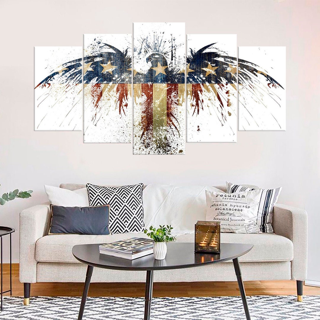 Abstract American Flag Eagle Canvas Grunge Eagle Poster Drawing on ...