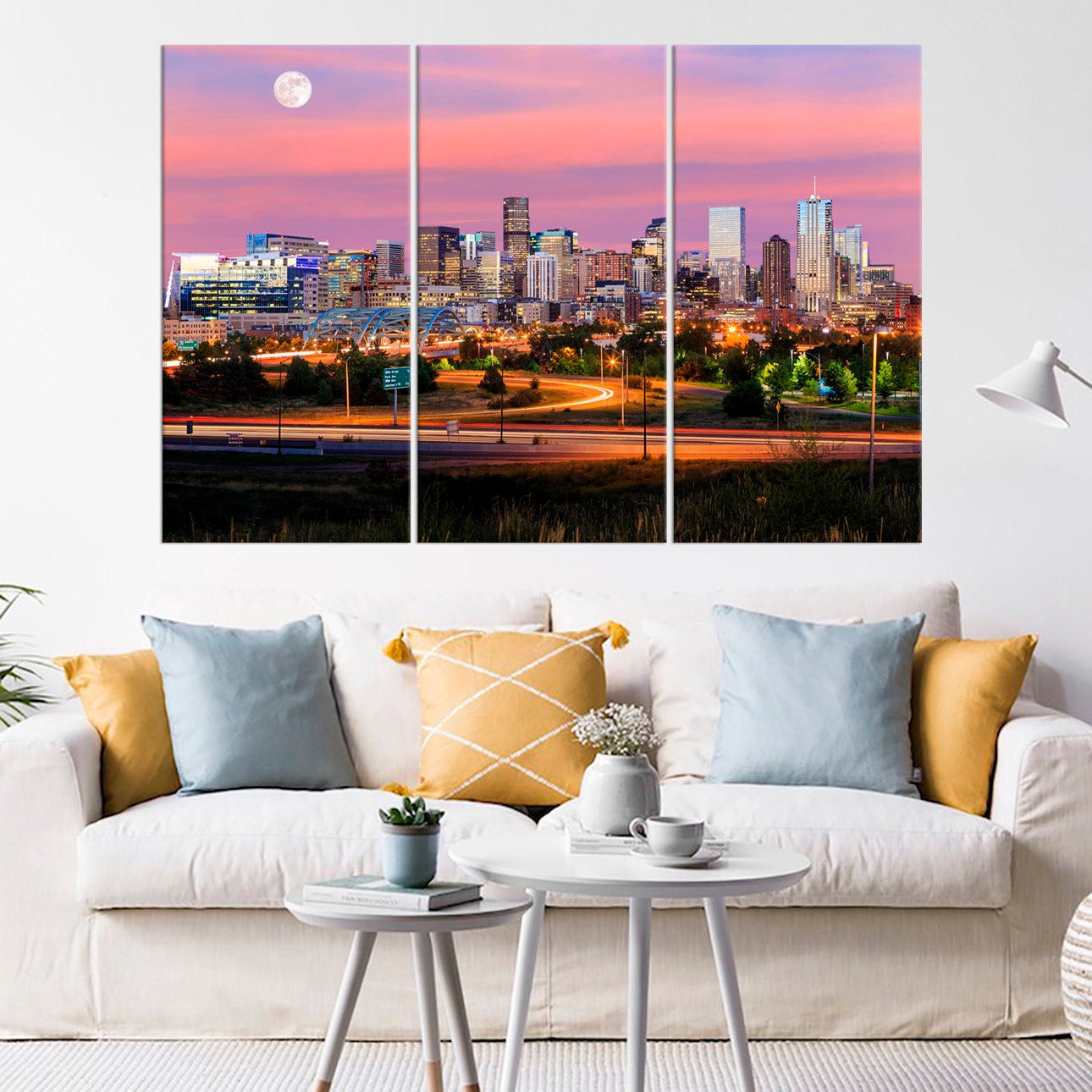 Denver Skyline Contemporary Canvas Print Set Denver Colorado - Etsy