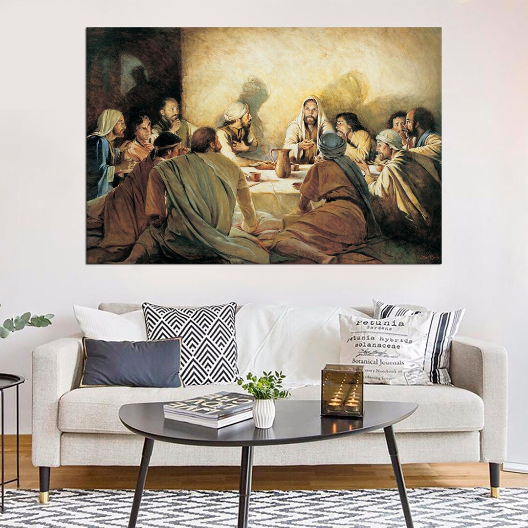 The Last Supper Print on Canvas Catholic Christian Decor Jesus and ...